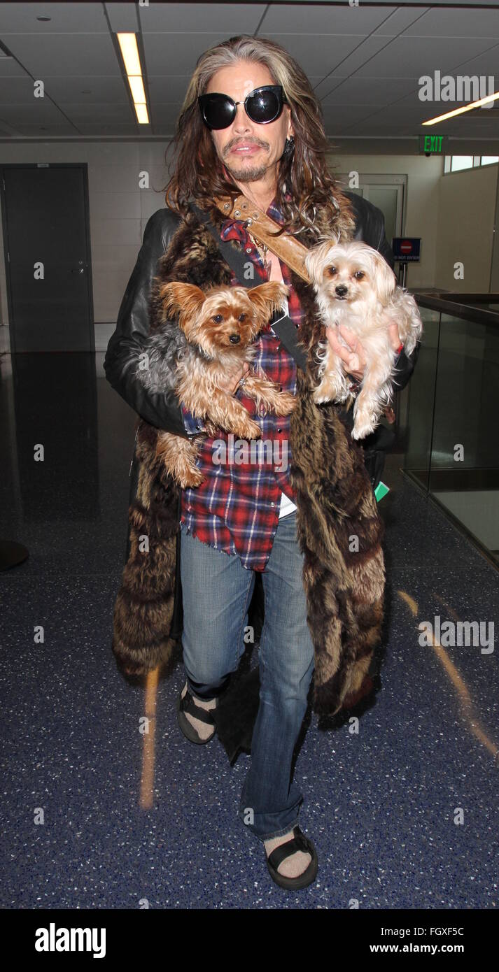 Steven Tyler arrives at Los Angeles International Airport with his two ...