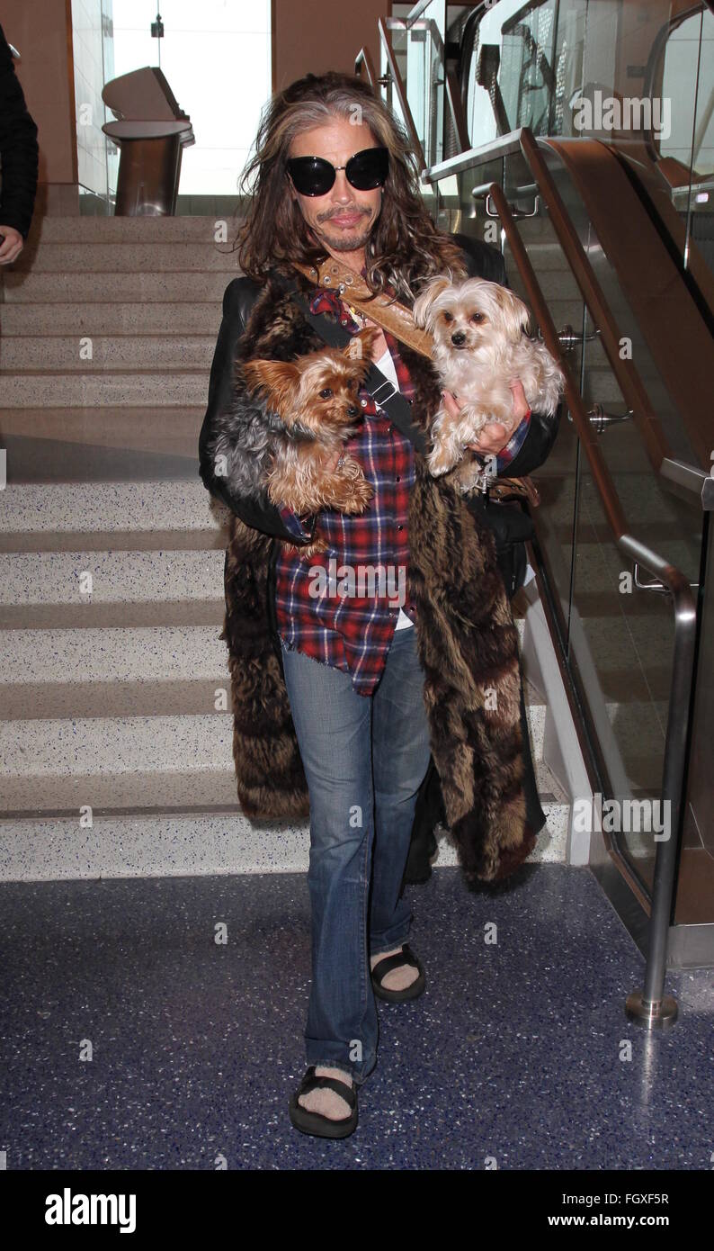Steven Tyler arrives at Los Angeles International Airport with his two ...
