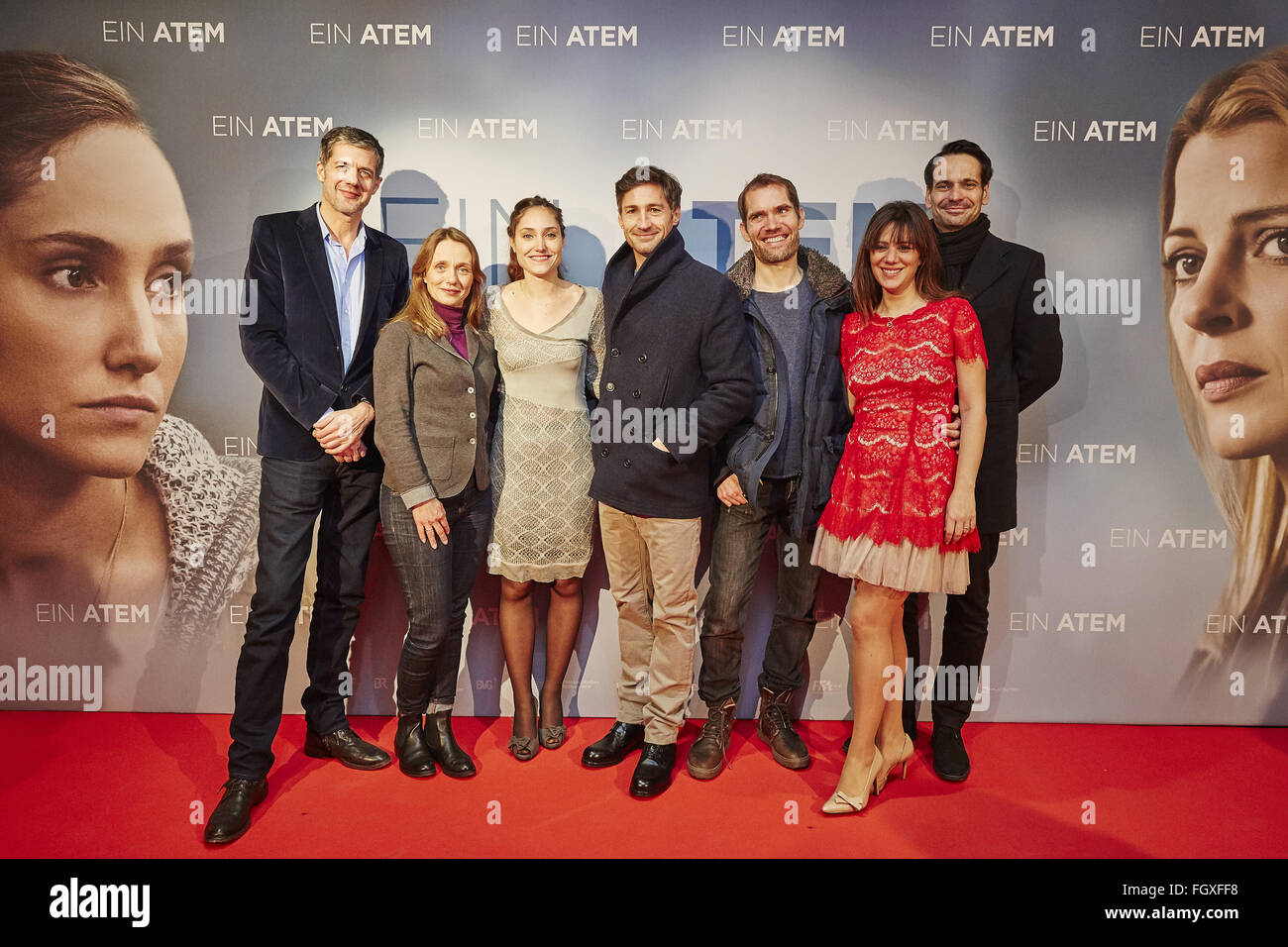 The cast of Ein Atem attends the premiere of the movie Featuring ...