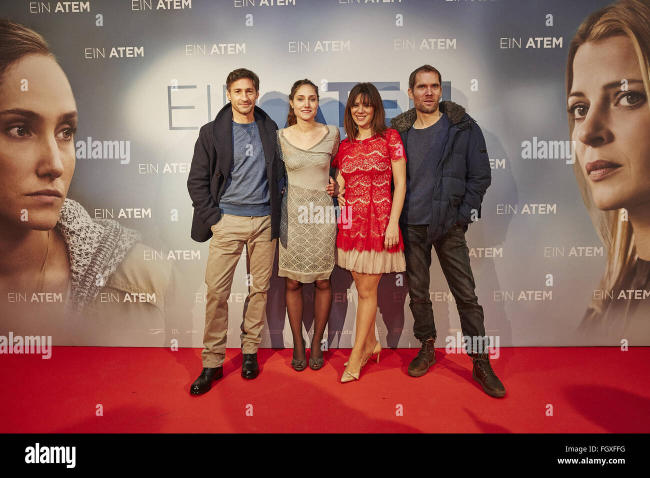 The cast of Ein Atem attends the premiere of the movie Featuring ...