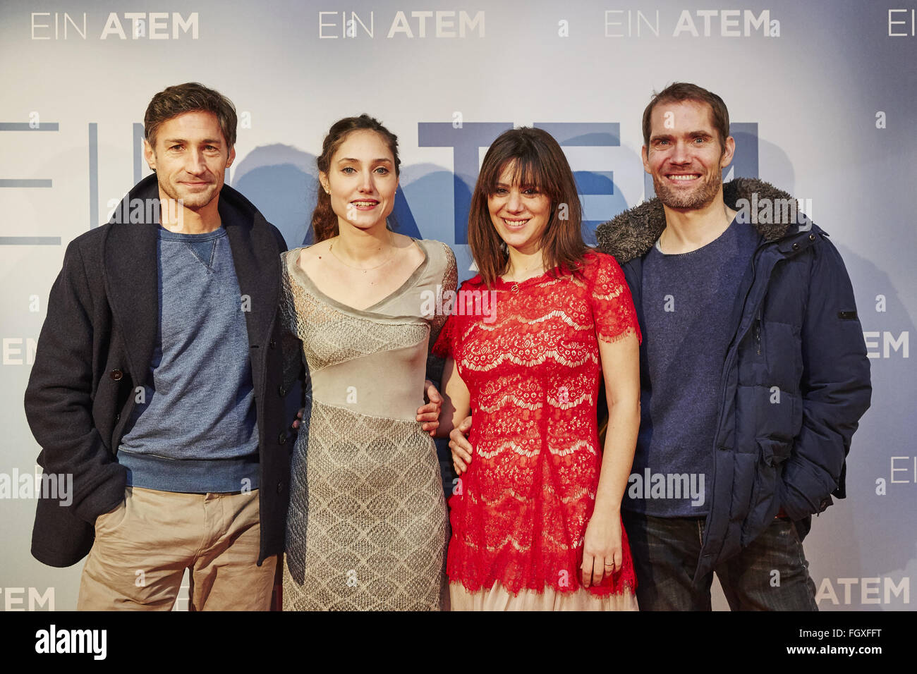 The cast of Ein Atem attends the premiere of the movie Featuring ...