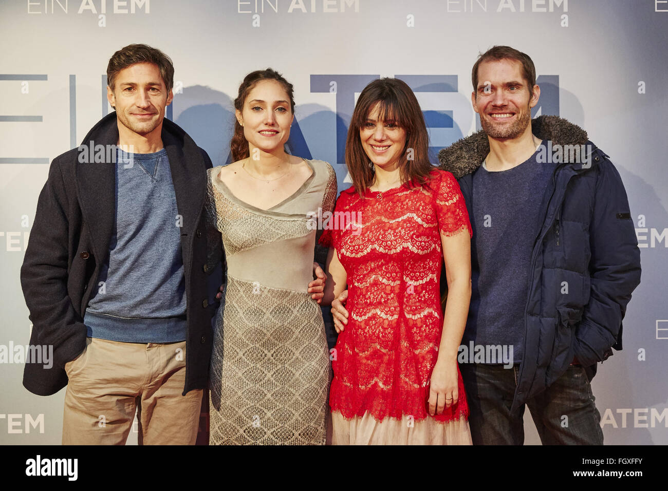 The cast of Ein Atem attends the premiere of the movie Featuring ...