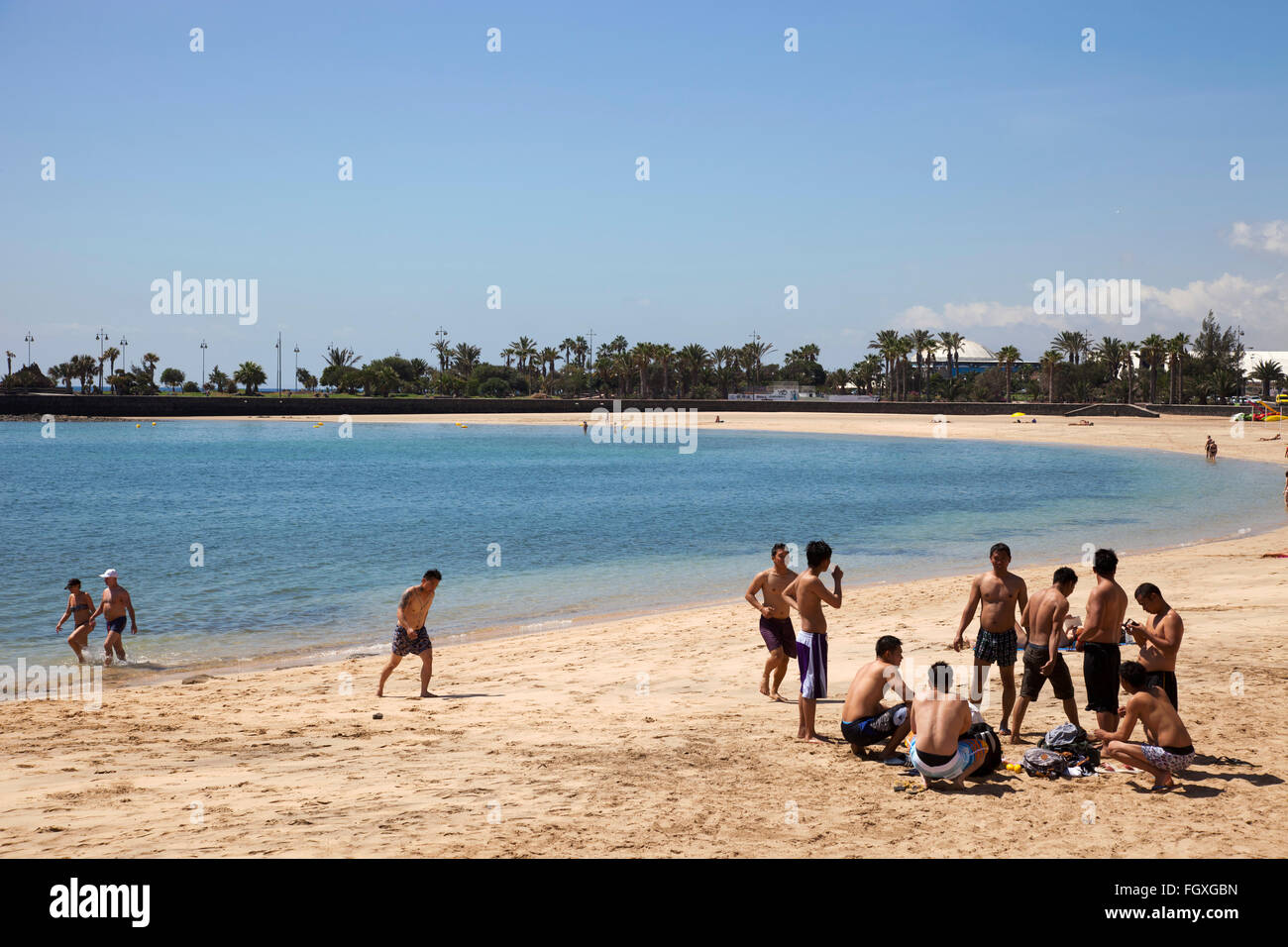 Playa del Reducto and promenade, Arrecife town, Lanzarote island ...