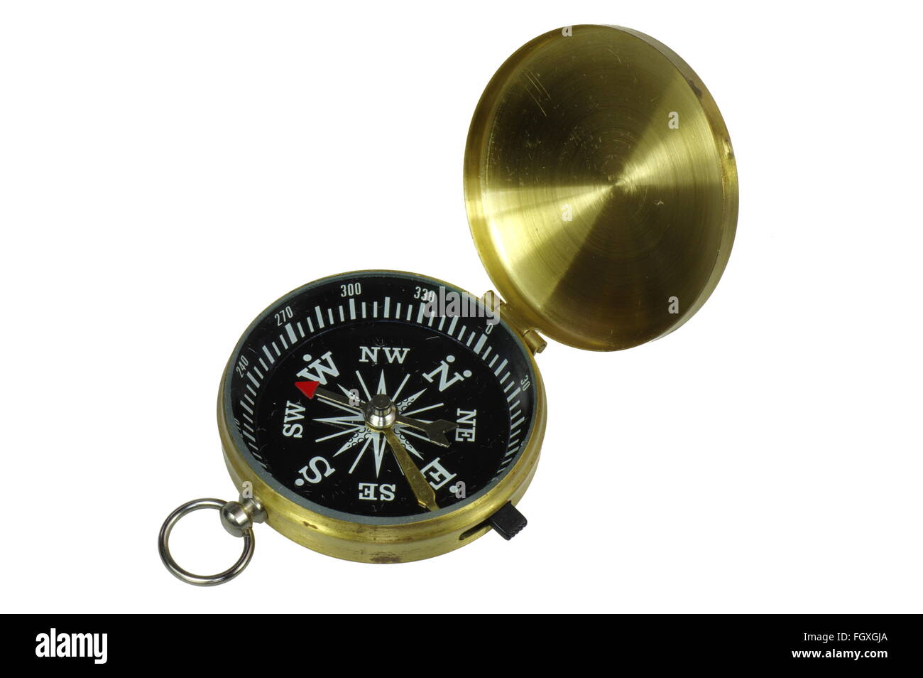 Brass handheld compass on the white background, isolated Stock Photo ...