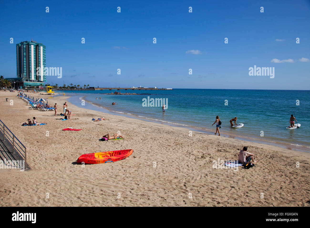 Playa del Reducto and promenade, Arrecife town, Lanzarote island ...