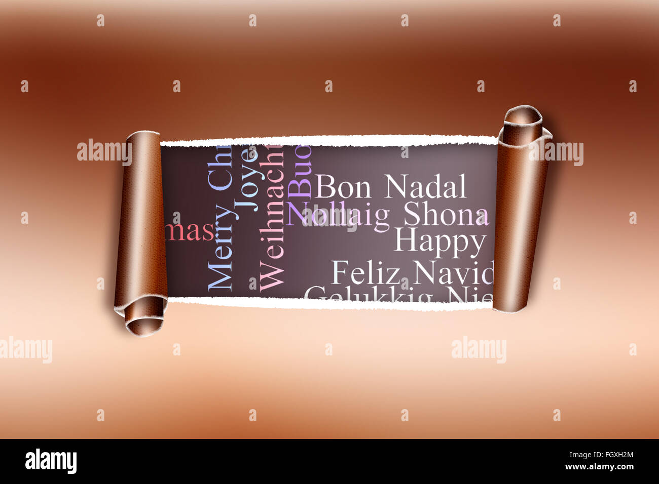 Composite image of rip in gold paper Stock Photo - Alamy