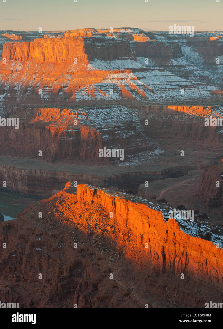 Sandstone mesas at dawn, Dead Horse Point State Park, Utah Stock Photo ...