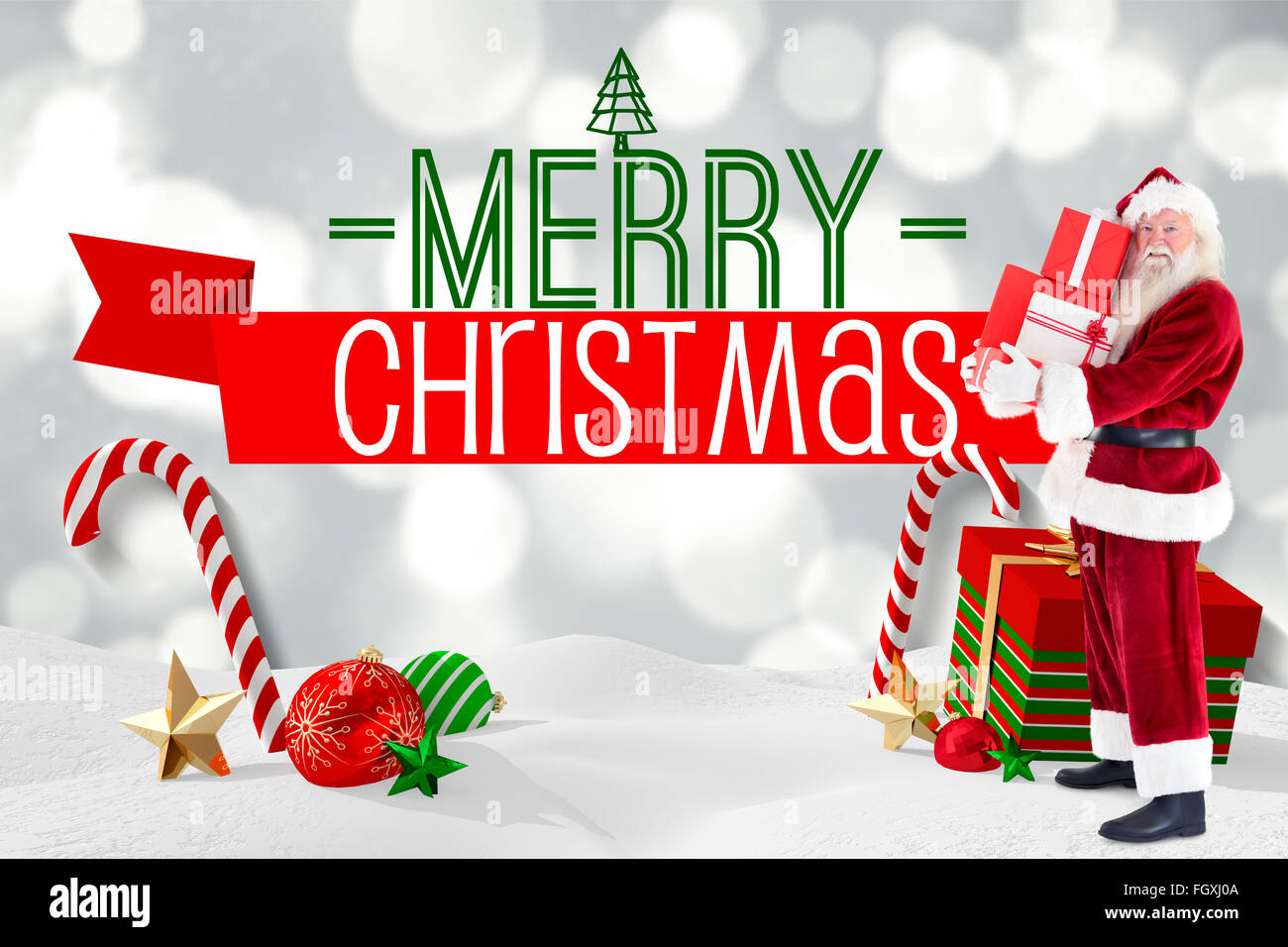 Composite image of santa carries a few presents Stock Photo - Alamy