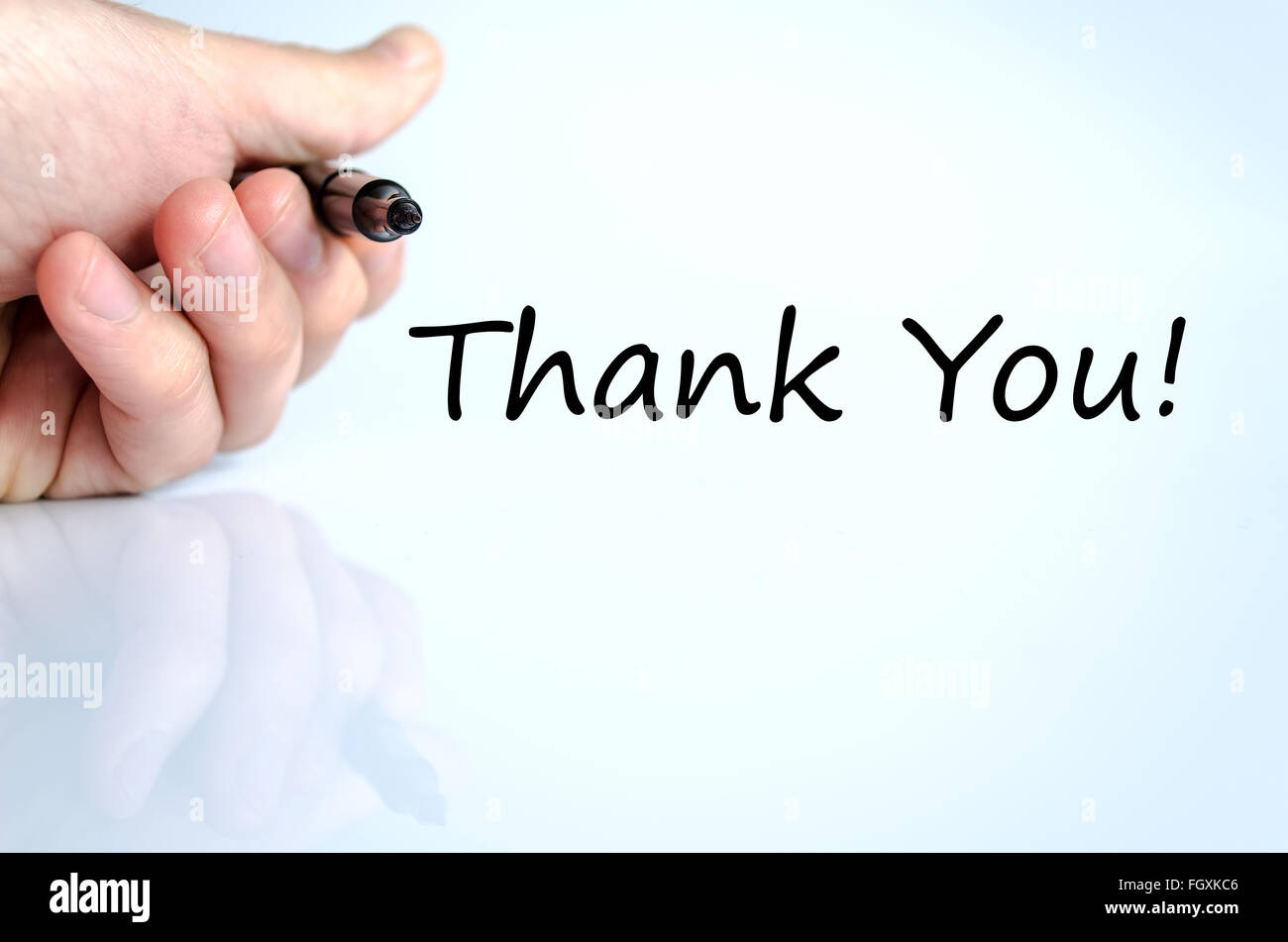 Thank you note in business man hand Stock Photo - Alamy
