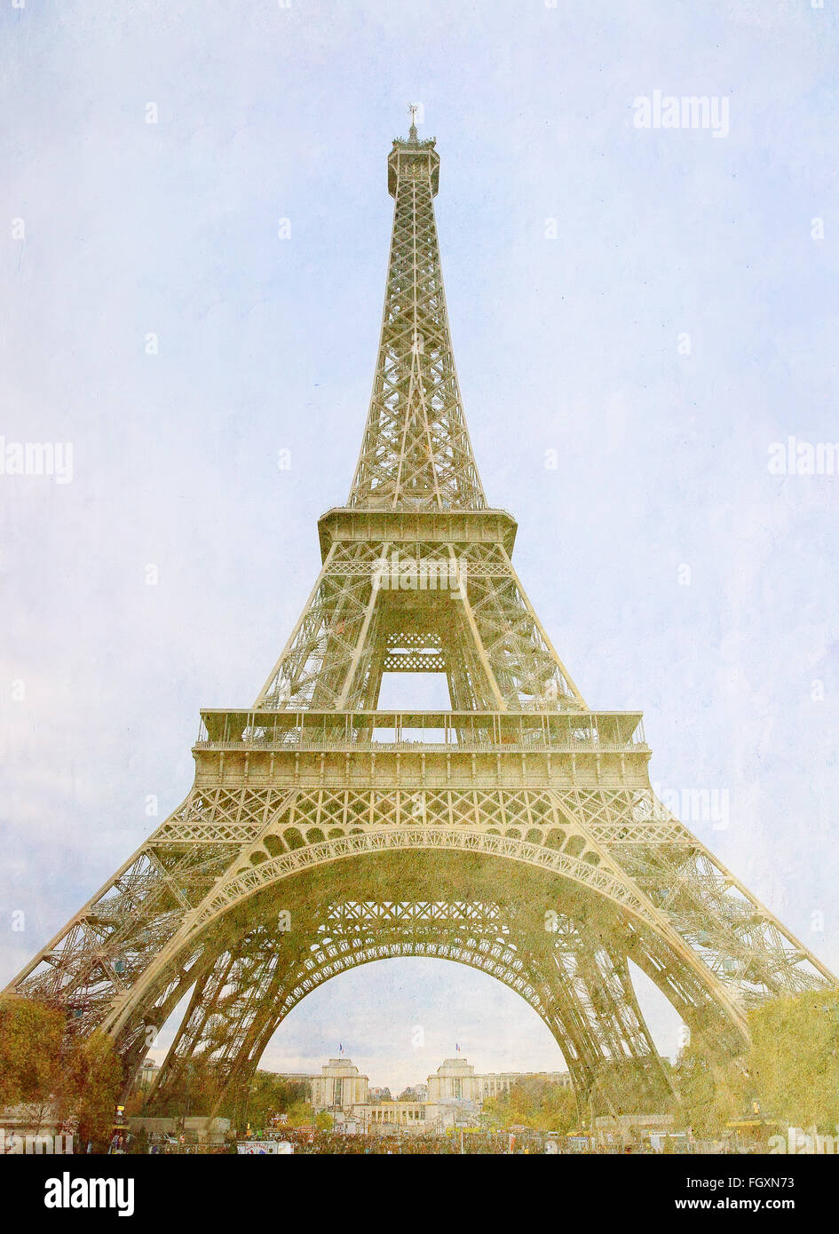 Eiffel Tower - retro postcard styled Stock Photo - Alamy