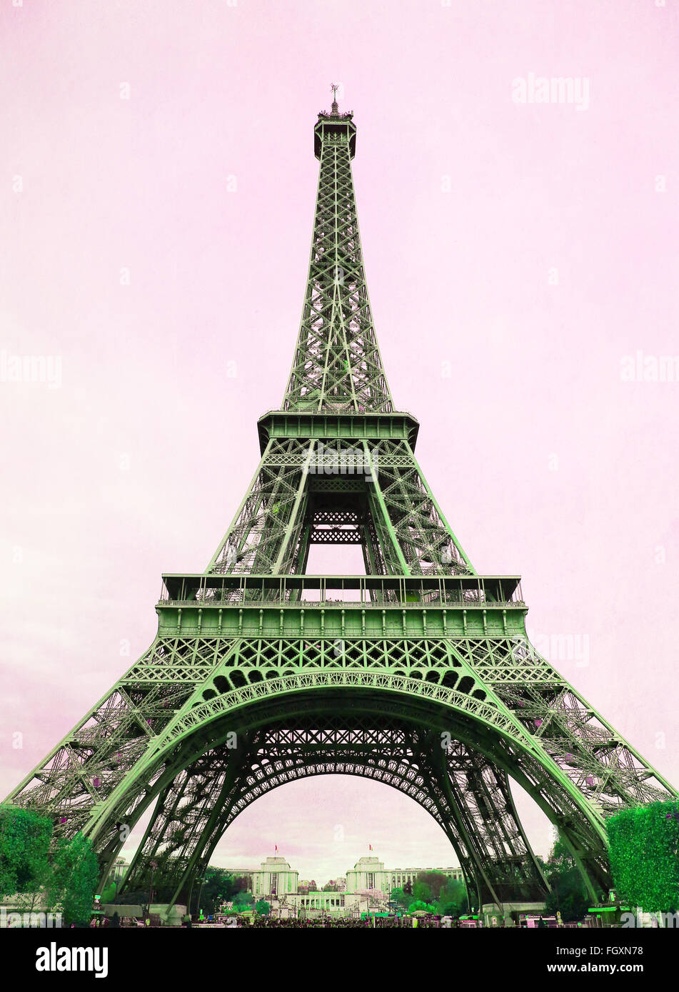 Eiffel Tower - retro postcard styled Stock Photo - Alamy