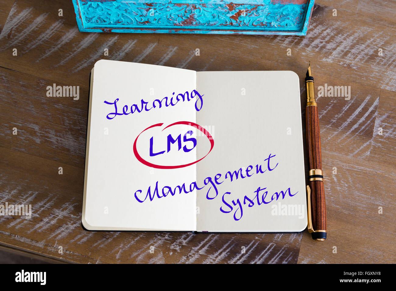 Business acronym LMS LEARNING MANAGEMENT SYSTEM with handwritten text ...