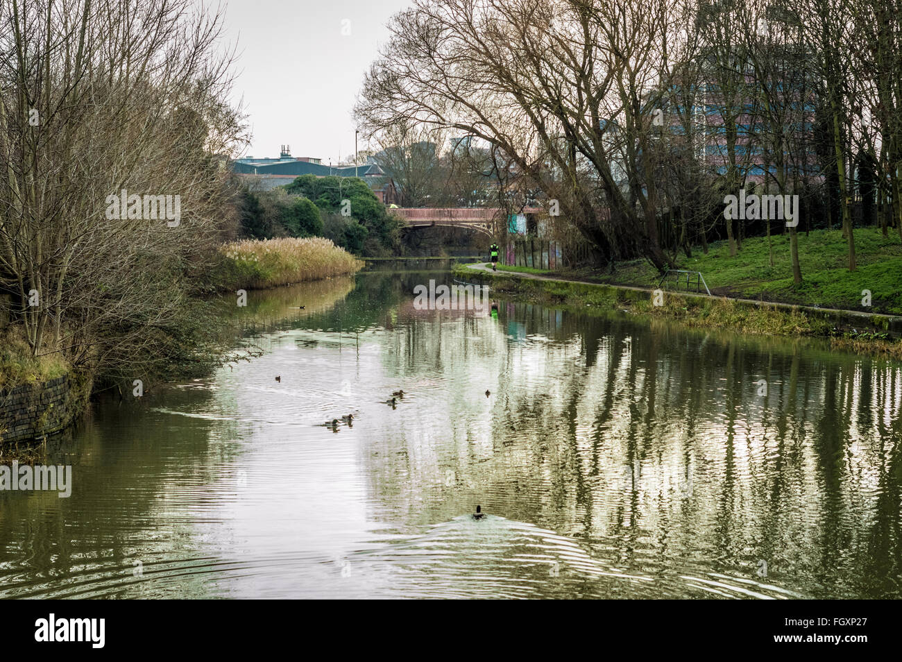 River Soar, Leicester, North of Soar Lane Bridge at Evan's Weir Stock ...