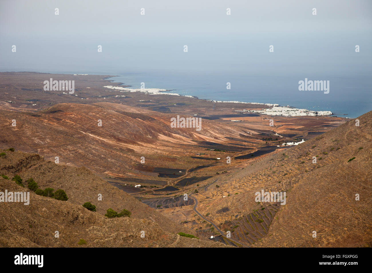 view of villages of Arieta and Punta Muheres, Lanzarote island, Canary ...