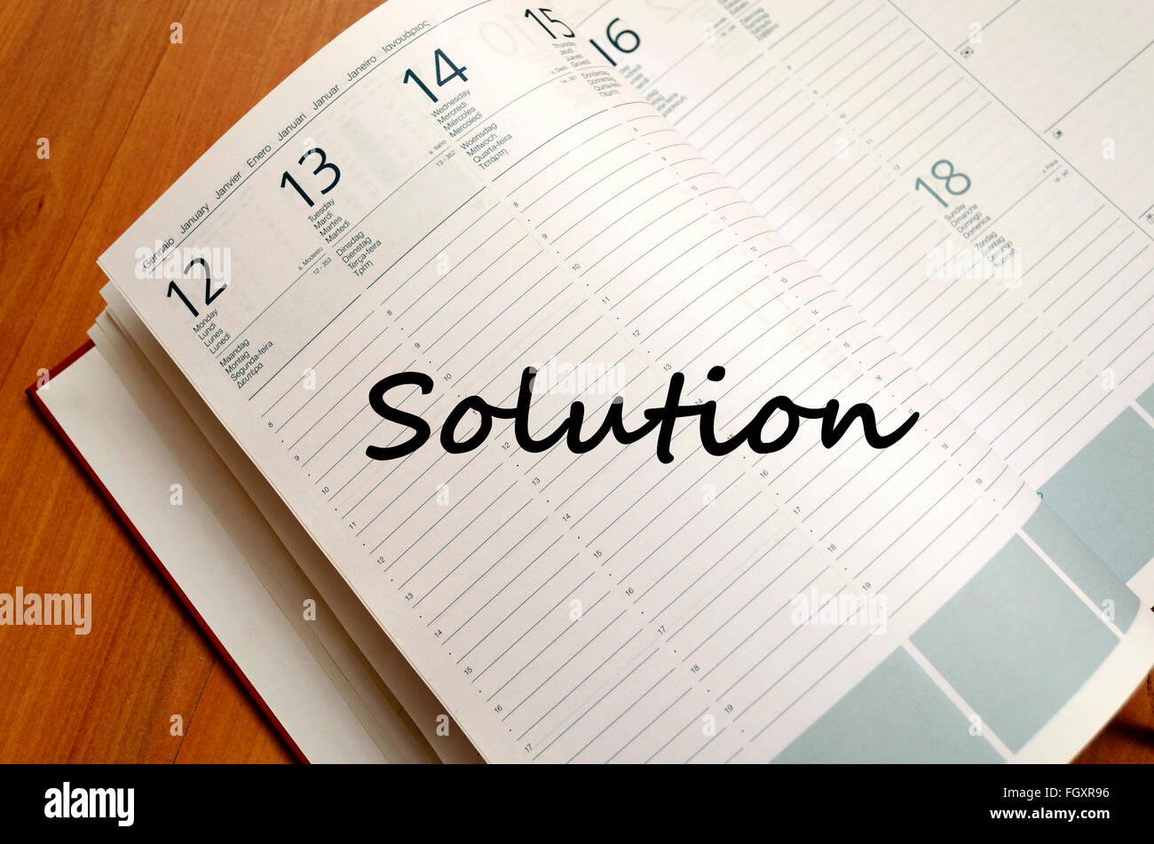 Solution text concept write on notebook Stock Photo - Alamy