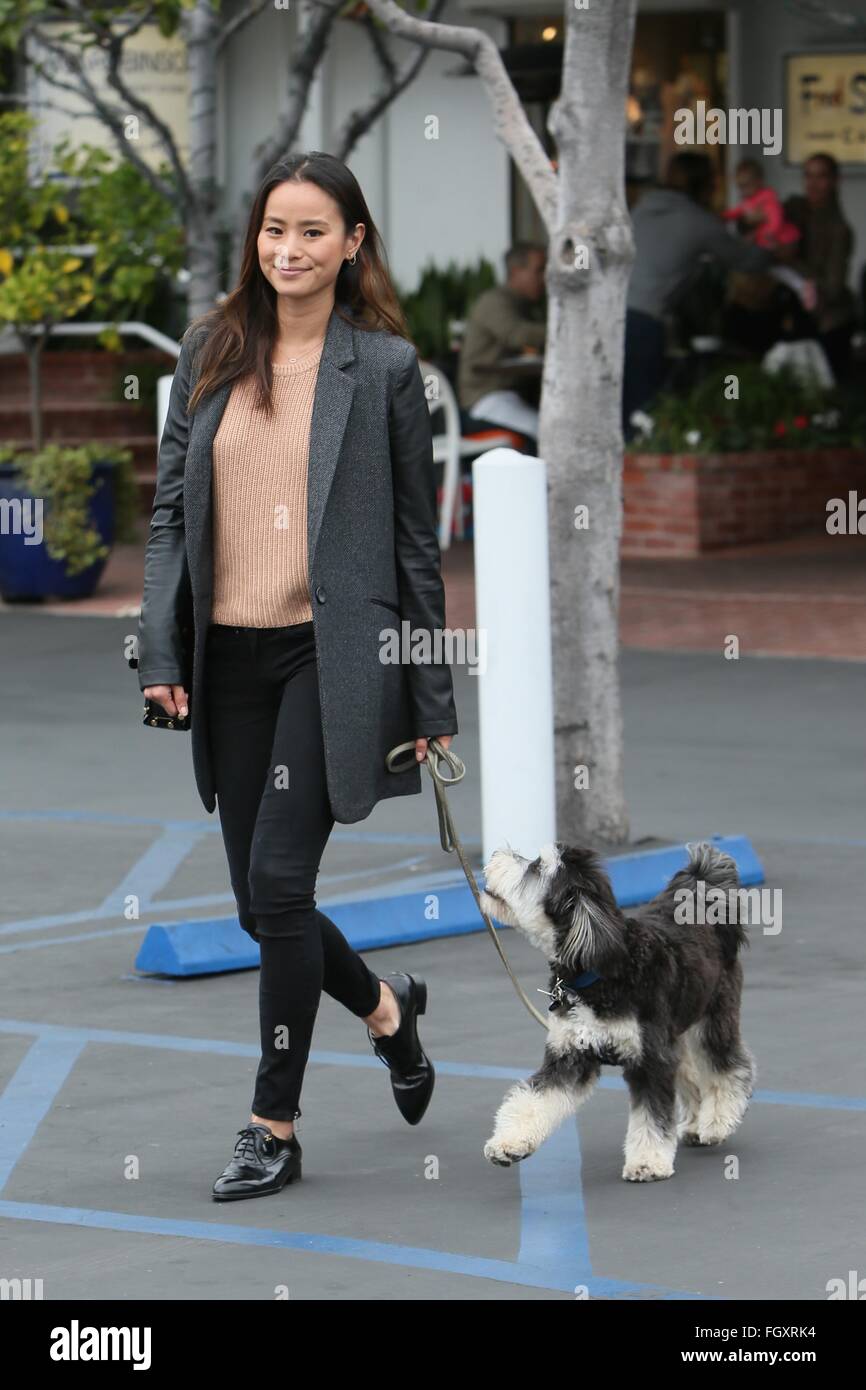 Jamie Chung seen having lunch at Fred Segal with her dog Ewok Featuring ...