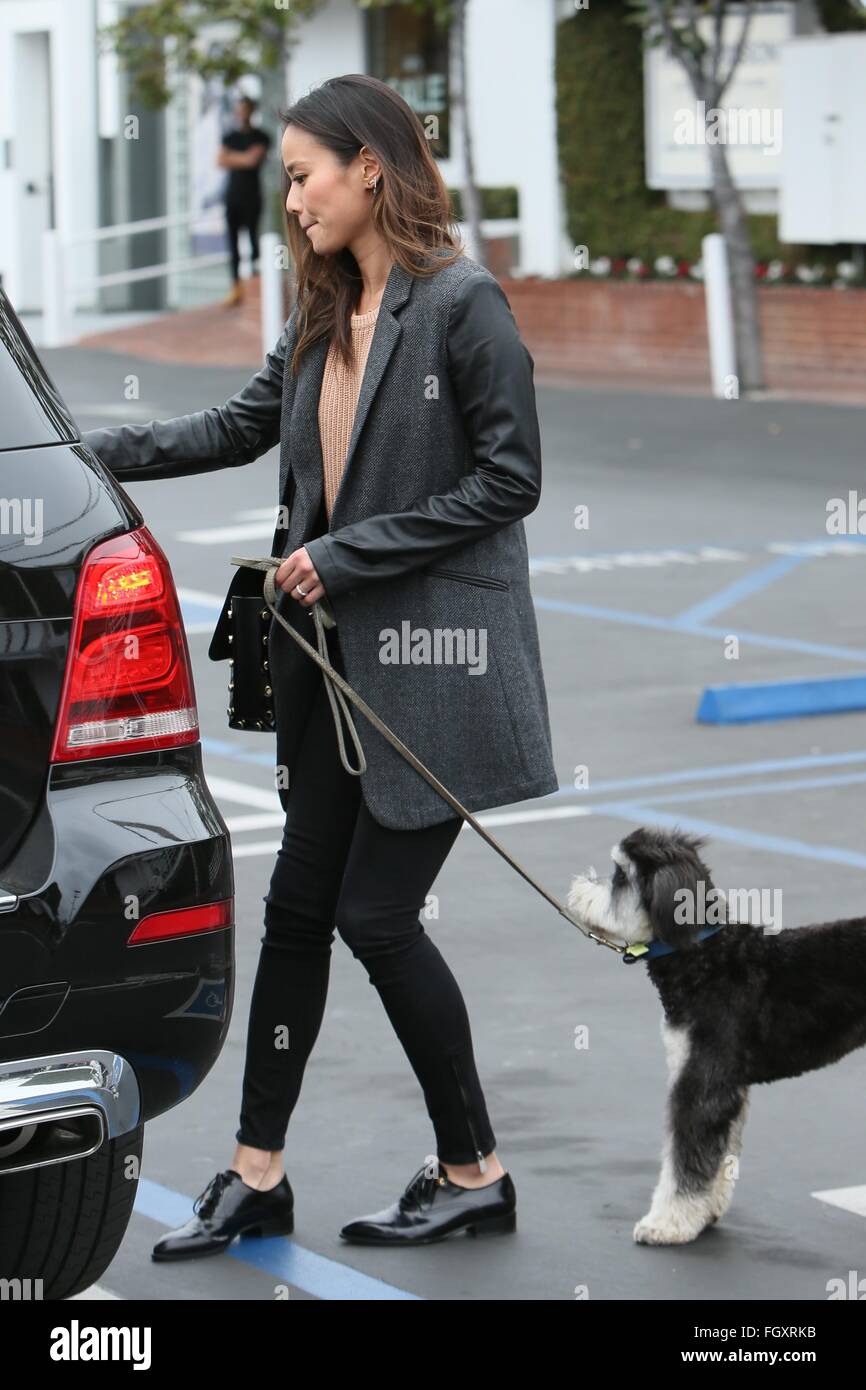 Jamie Chung seen having lunch at Fred Segal with her dog Ewok Featuring ...