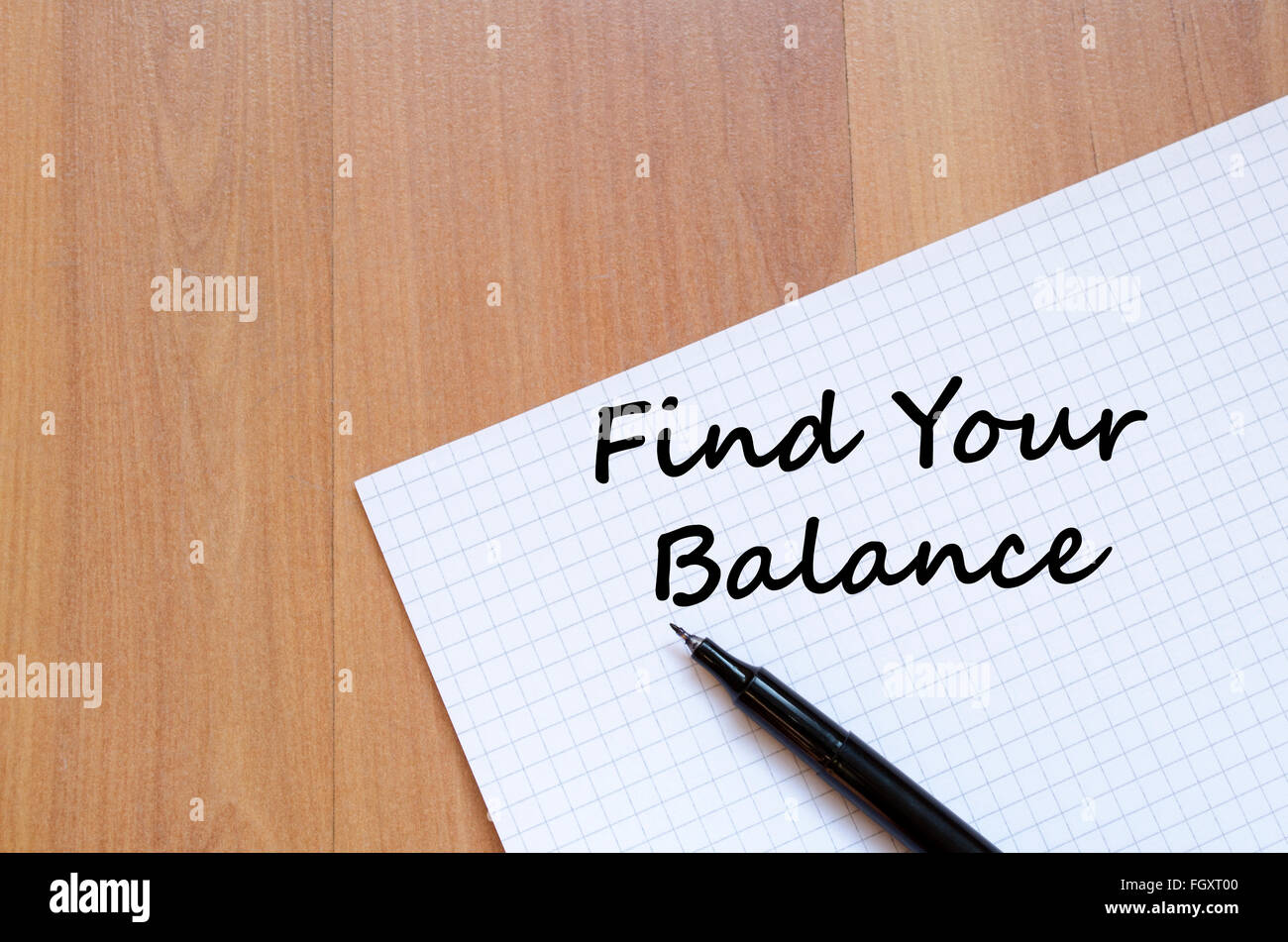 Find your balance text concept write on notebook with pen Stock Photo ...
