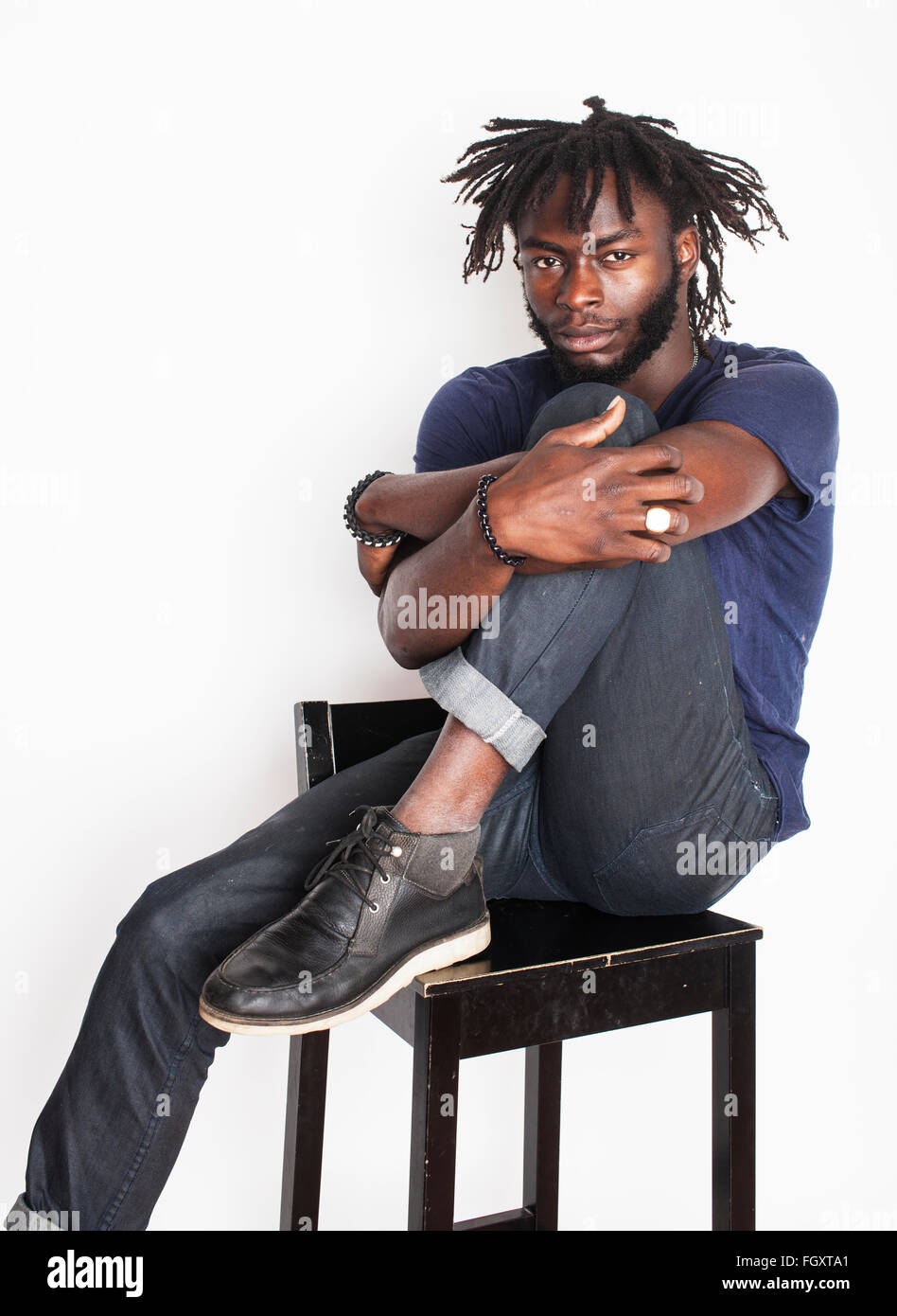young handsome afro american man, angry look, weed junky isolated on ...