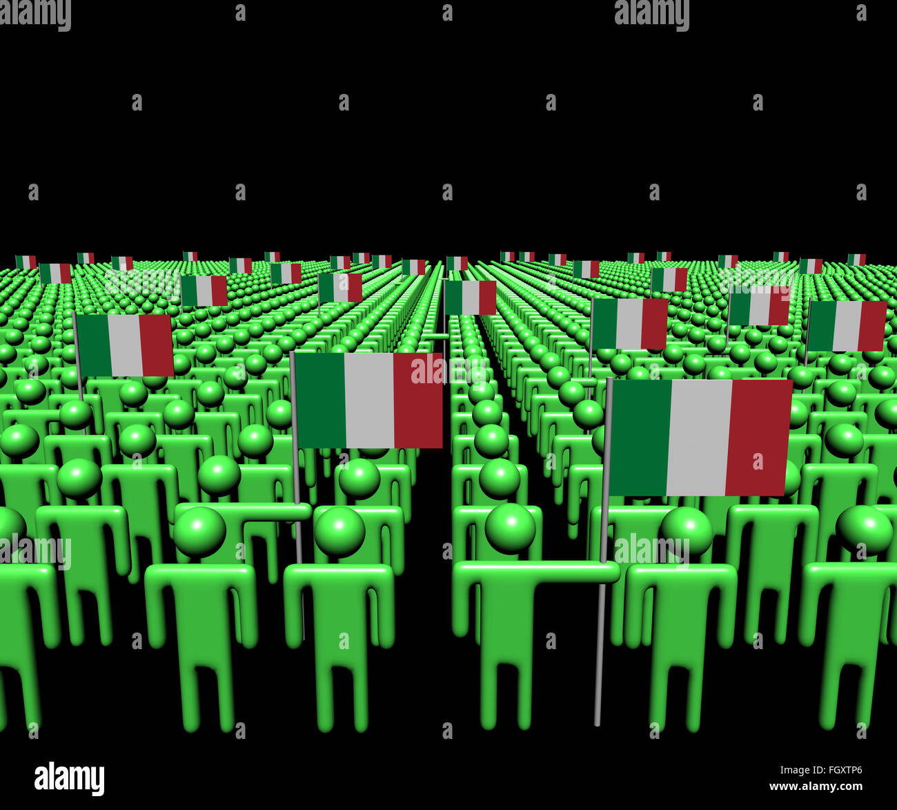 Crowd of abstract people with many Italian flags illustration Stock ...