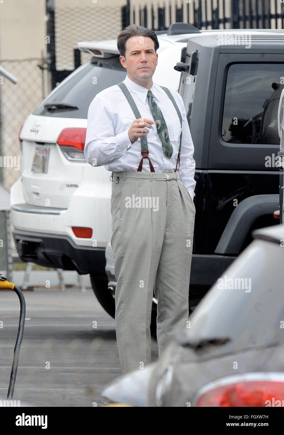 Actor Ben Affleck taking a smoke break on the set of 'Live By Night ...
