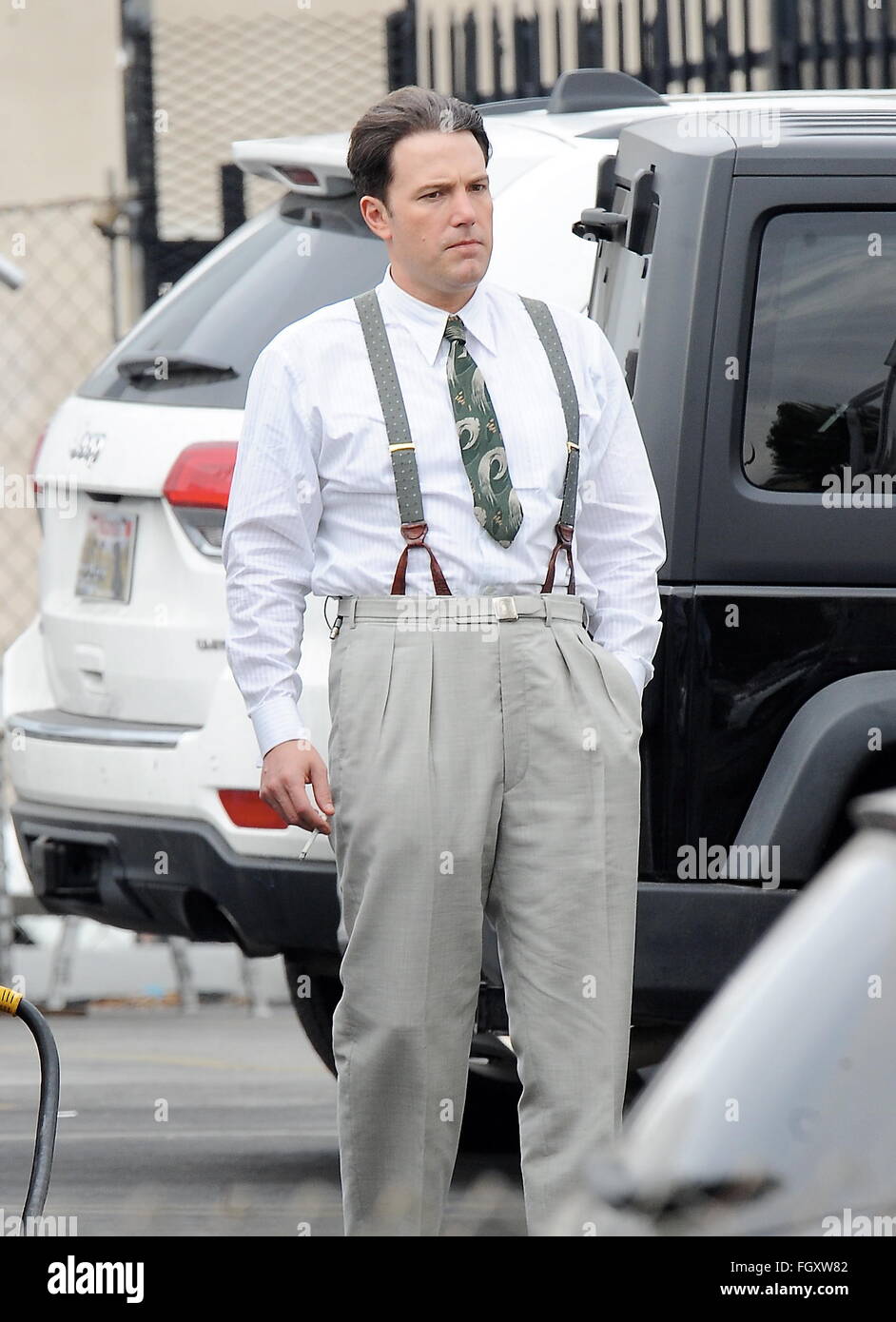 Actor Ben Affleck taking a smoke break on the set of 'Live By Night ...