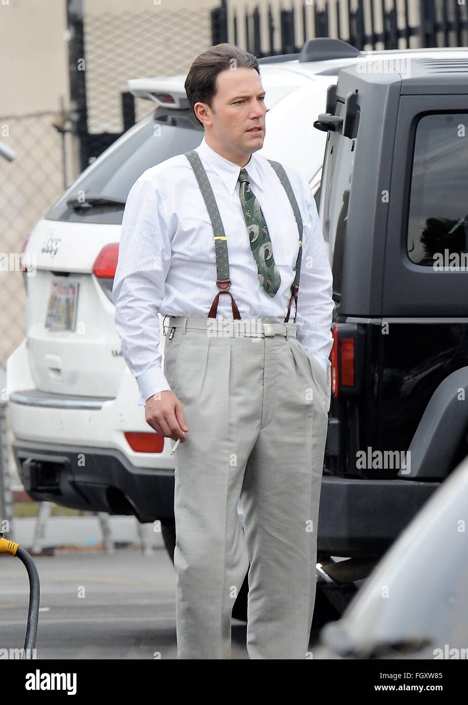 Actor Ben Affleck taking a smoke break on the set of 'Live By Night ...