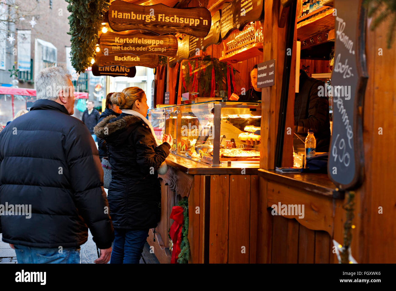 Traditional food stand, at the German Christmas markets, Munich, Upper ...