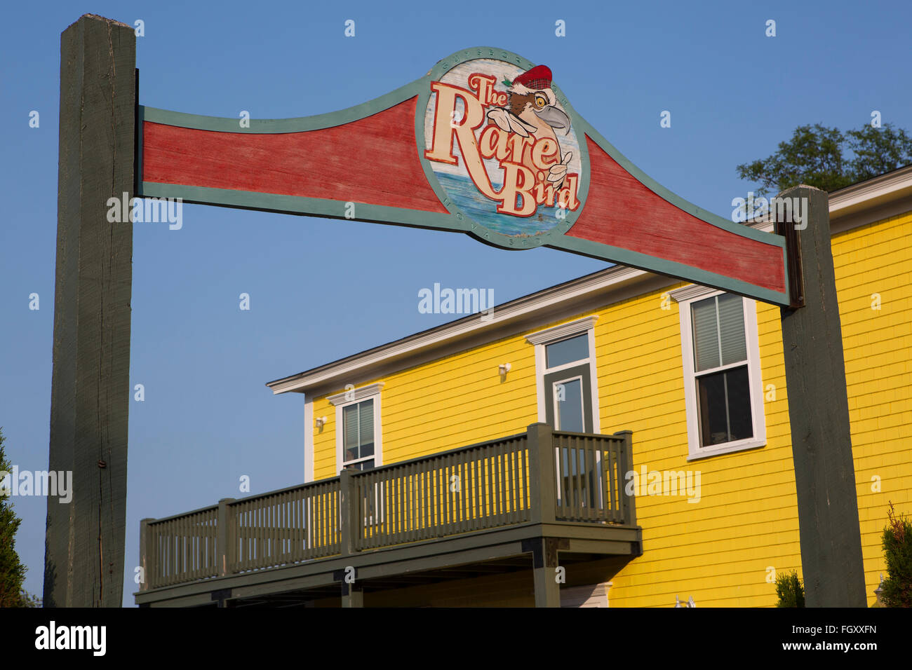 Sign for the Rare Bird pub at Guysborough in Nova Scotia, Canada. The ...