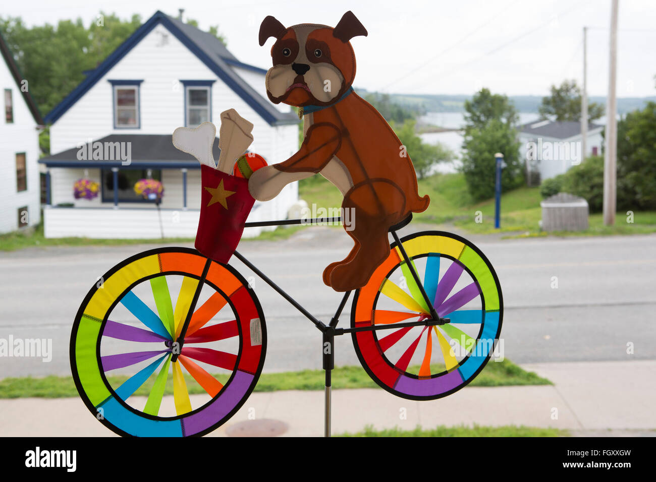 A dog-shaped windmill at Guysborough in Nova Scotia, Canada. The the ...