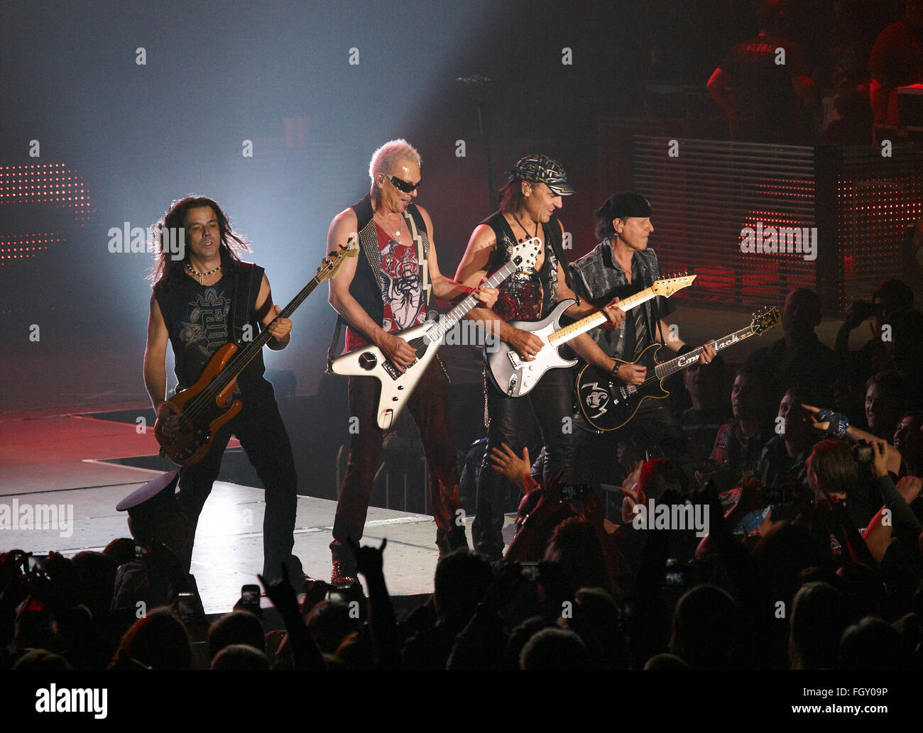 DNIPROPETROVSK, UKRAINE - OCTOBER 31, 2012: Members of Scorpions hard ...