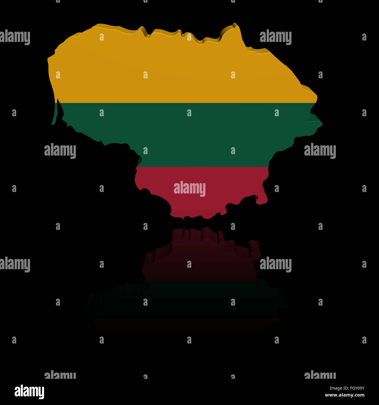 Lithuania map flag with reflection illustration Stock Photo - Alamy