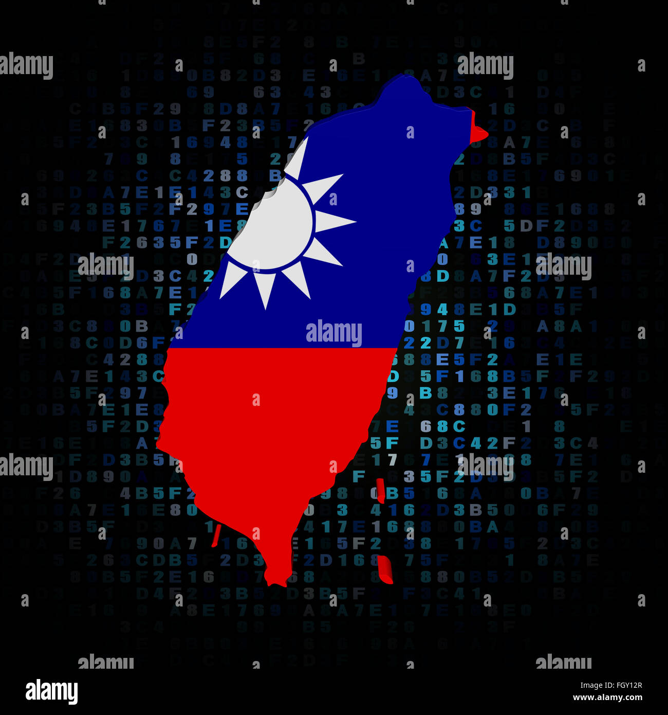 Taiwan map flag on hex code illustration Stock Photo - Alamy