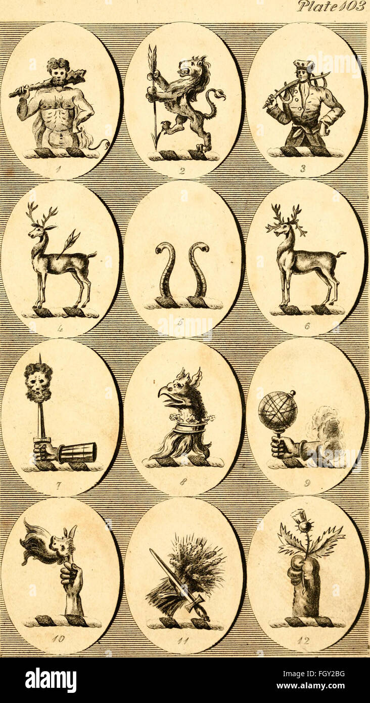 This 1817 work details the crests and mottos of noble families across ...