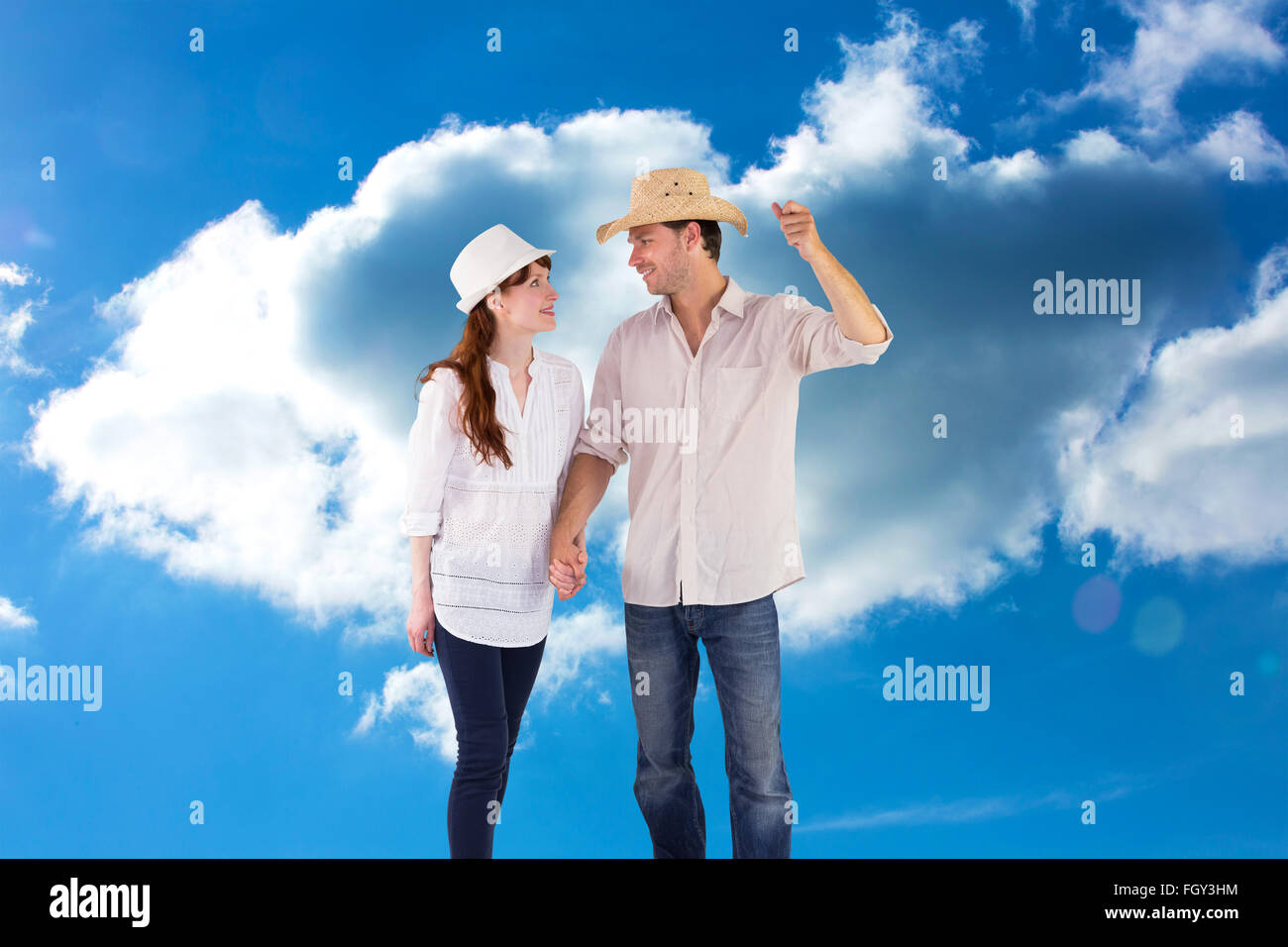 Wearing white sun hats hi-res stock photography and images - Alamy