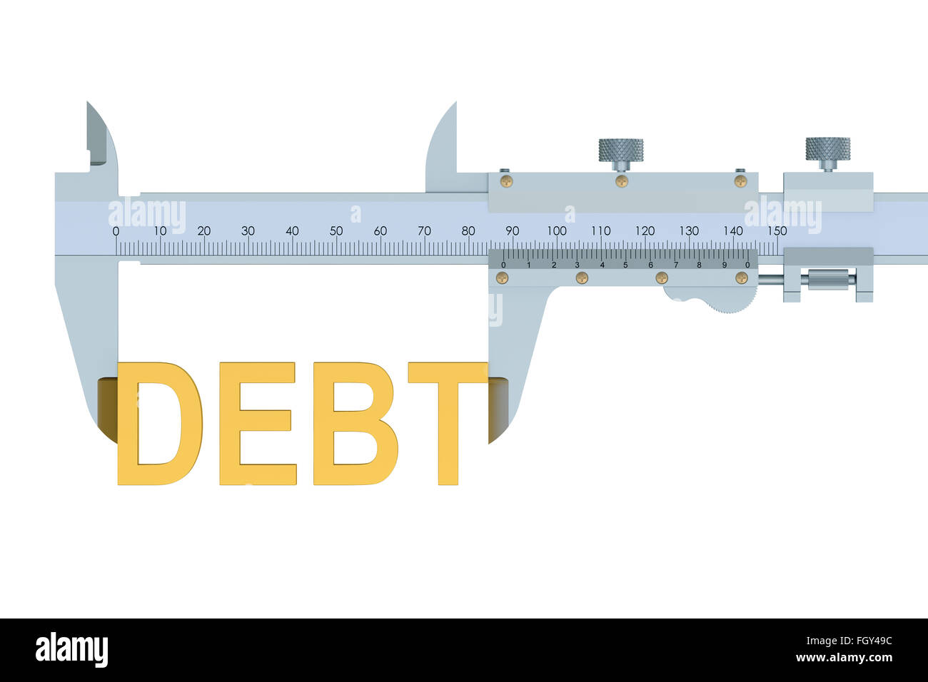 Debt concept isolated on the white background Stock Photo - Alamy