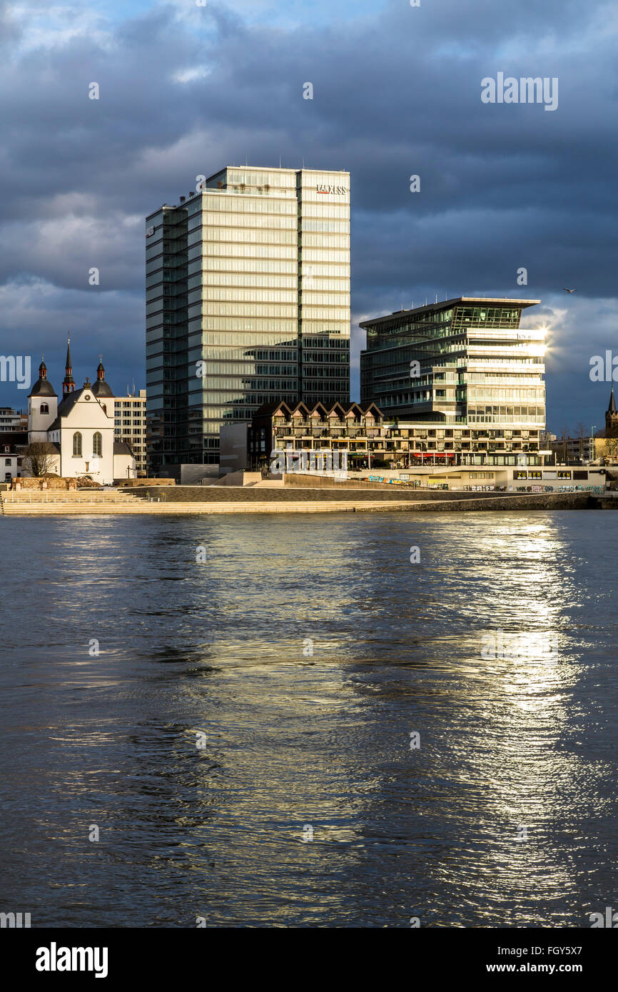 Headquarter of Lanxess, chemical company, river Rhine, Cologne Germany ...