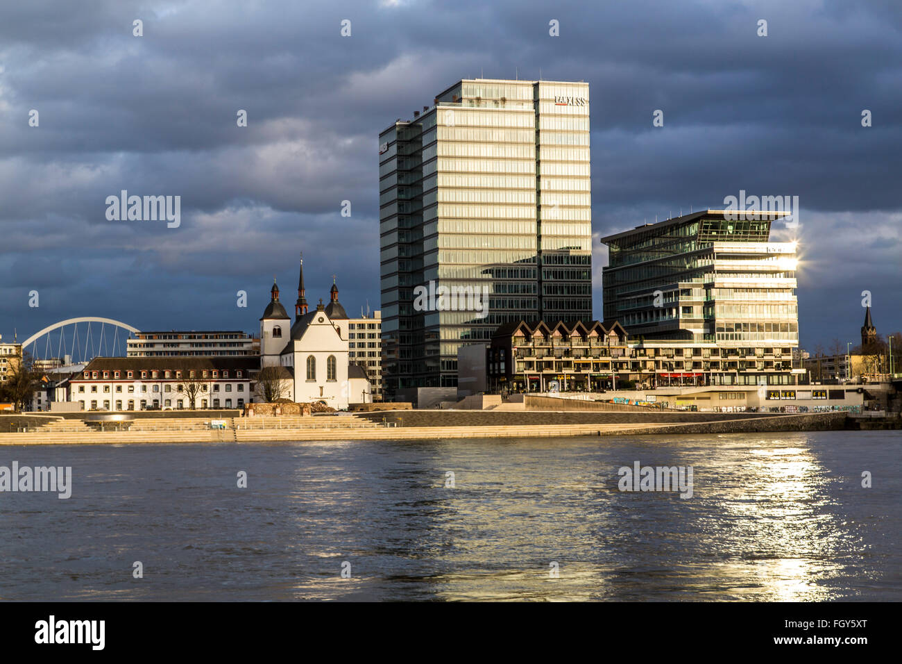 Headquarter of Lanxess, chemical company, river Rhine, Cologne Germany ...