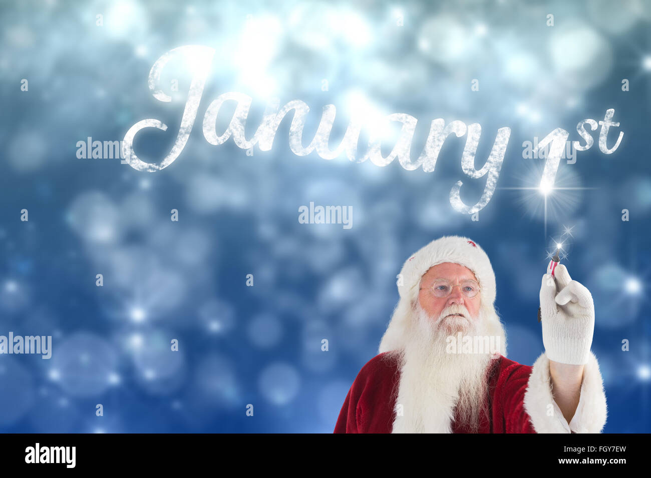 Composite image of santa writes something with a pen Stock Photo - Alamy
