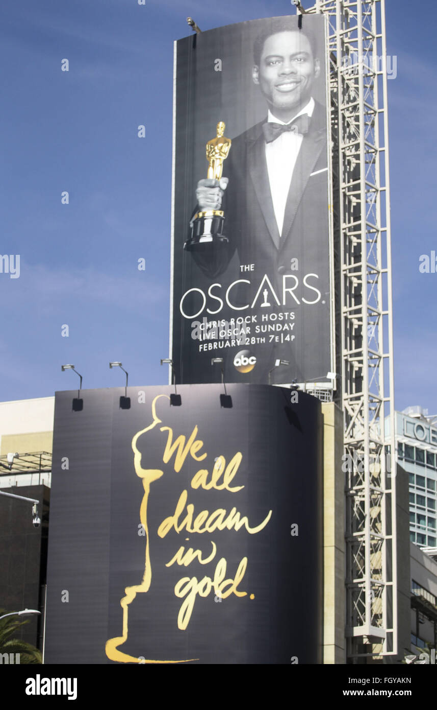 Los Angeles, California, USA. 22nd Feb, 2016. The Oscar posters are ...