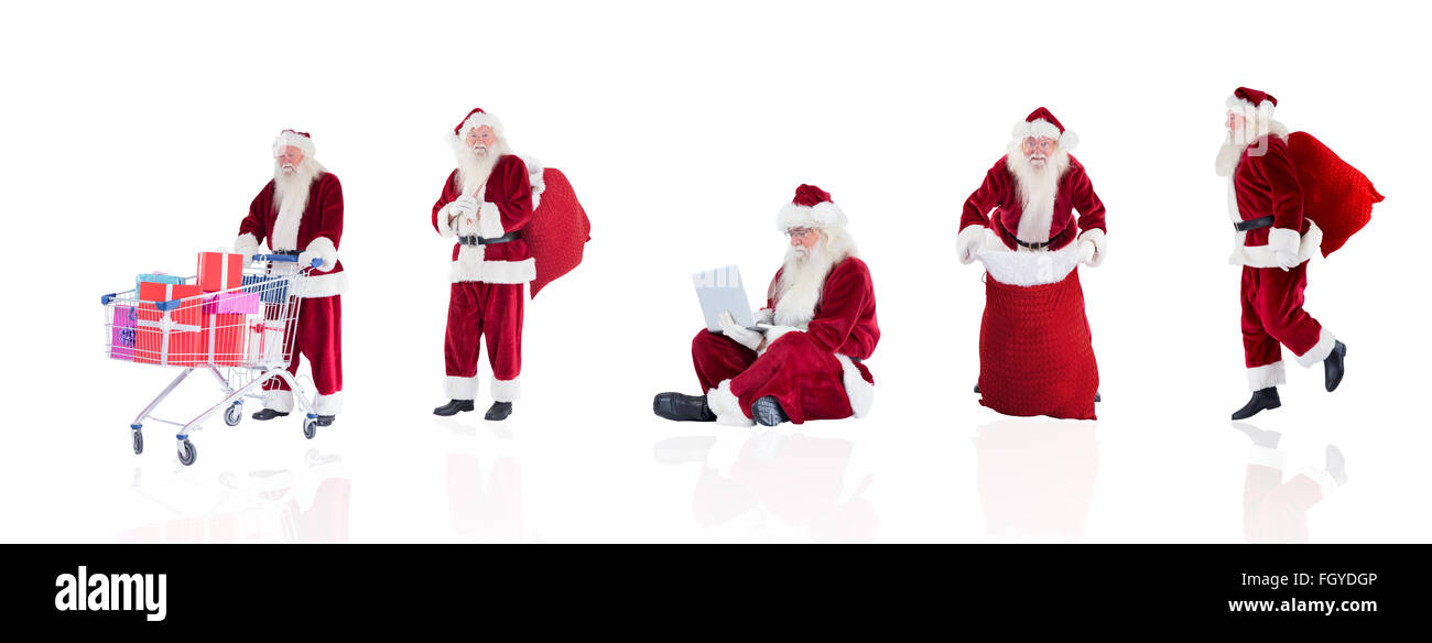Composite image of different santas Stock Photo - Alamy