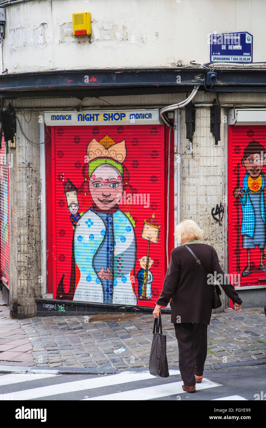 Shop front graffiti painting decoration shutters french belgian street ...