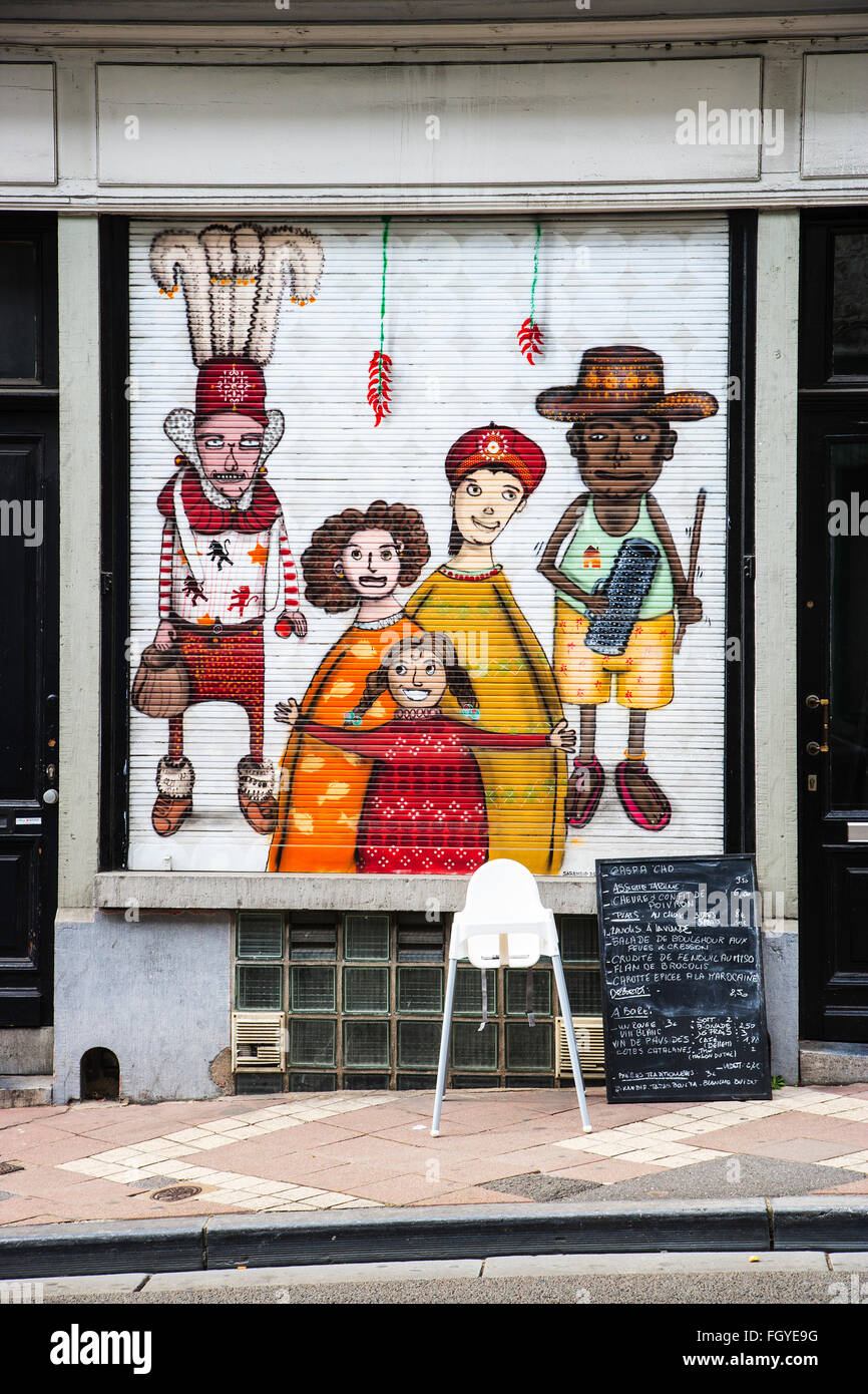 shop front graffiti painting decoration shutters Stock Photo - Alamy