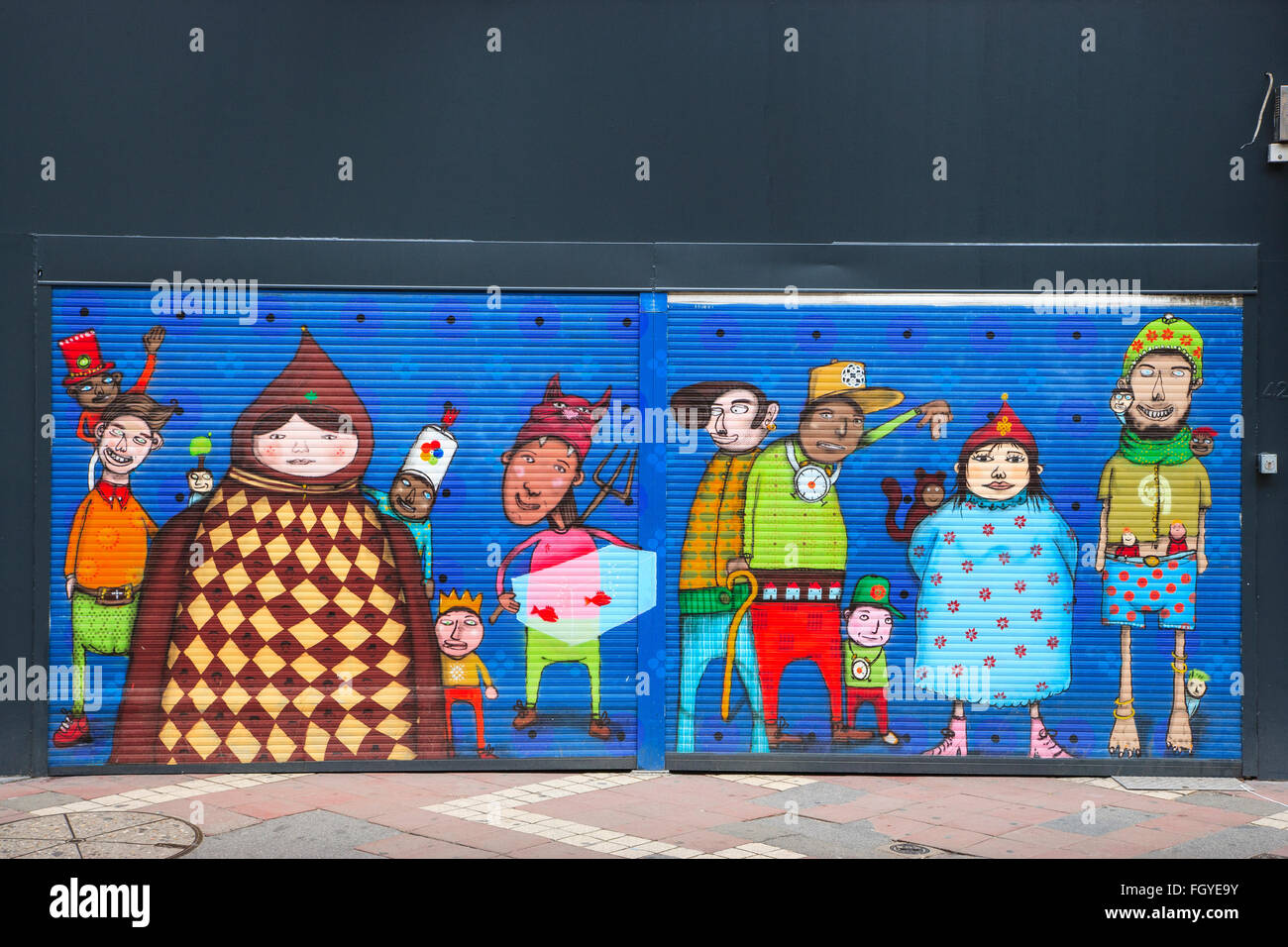 shop front graffiti painting decoration shutters Stock Photo - Alamy