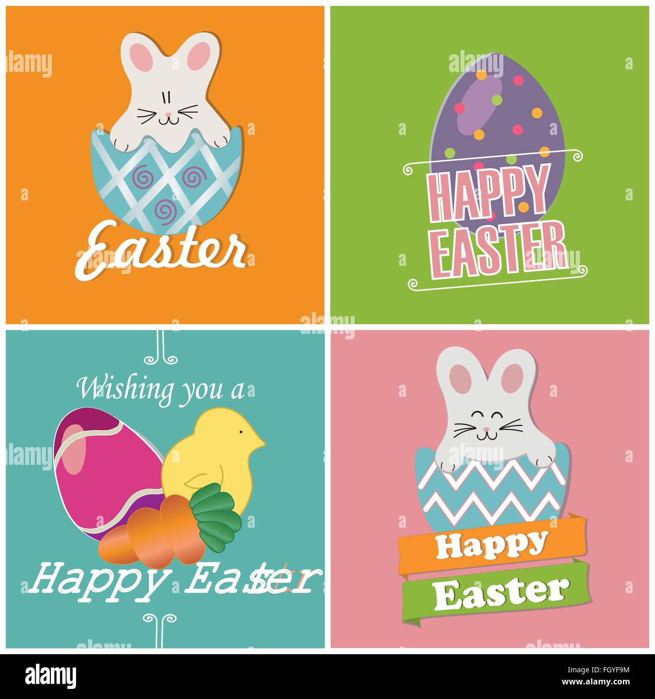 Easter rabbit and duck Stock Vector Images - Alamy