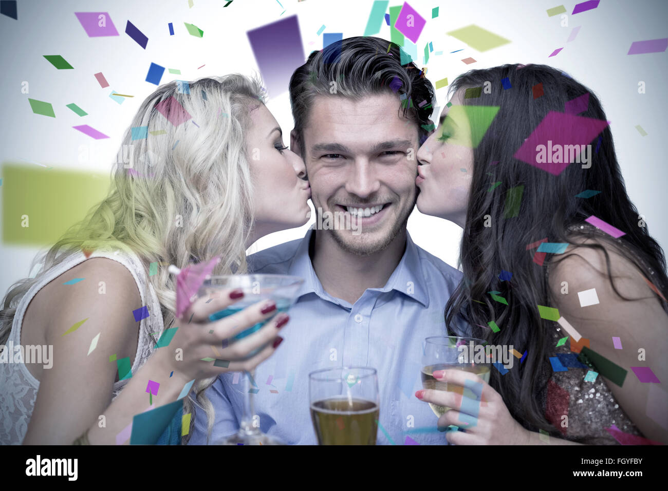 Composite image of friends toasting Stock Photo - Alamy