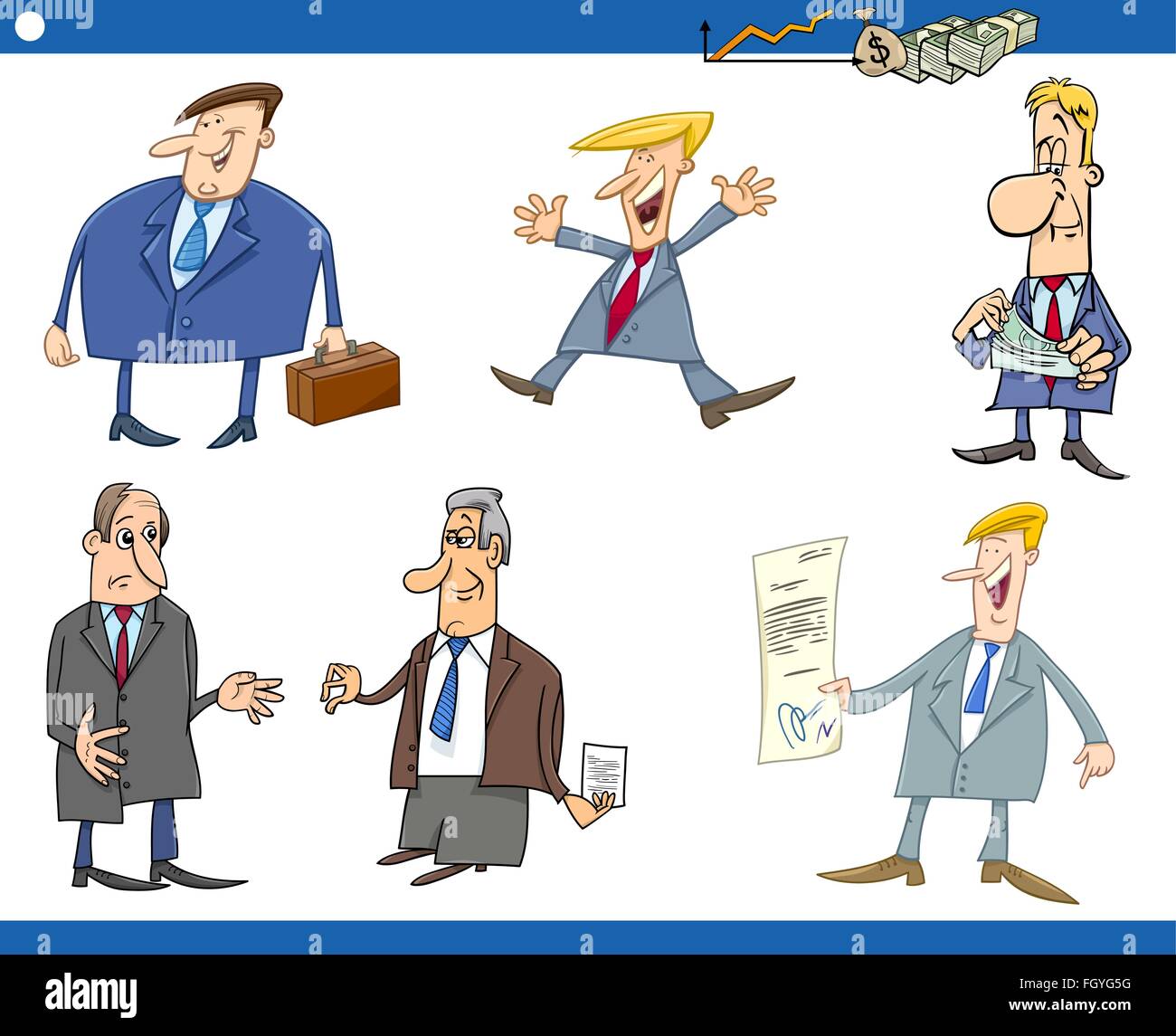 Cartoon Illustration Set of Funny Businessman Characters and Business ...