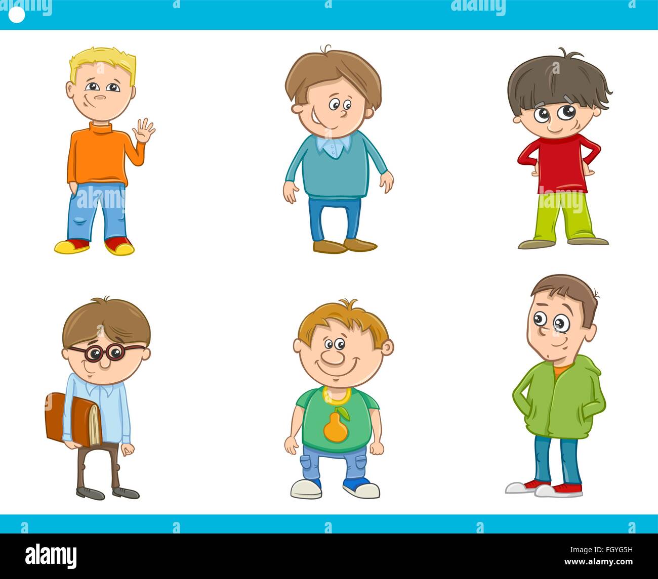 Cartoon Illustration of School or Preschool Age Boys Children ...