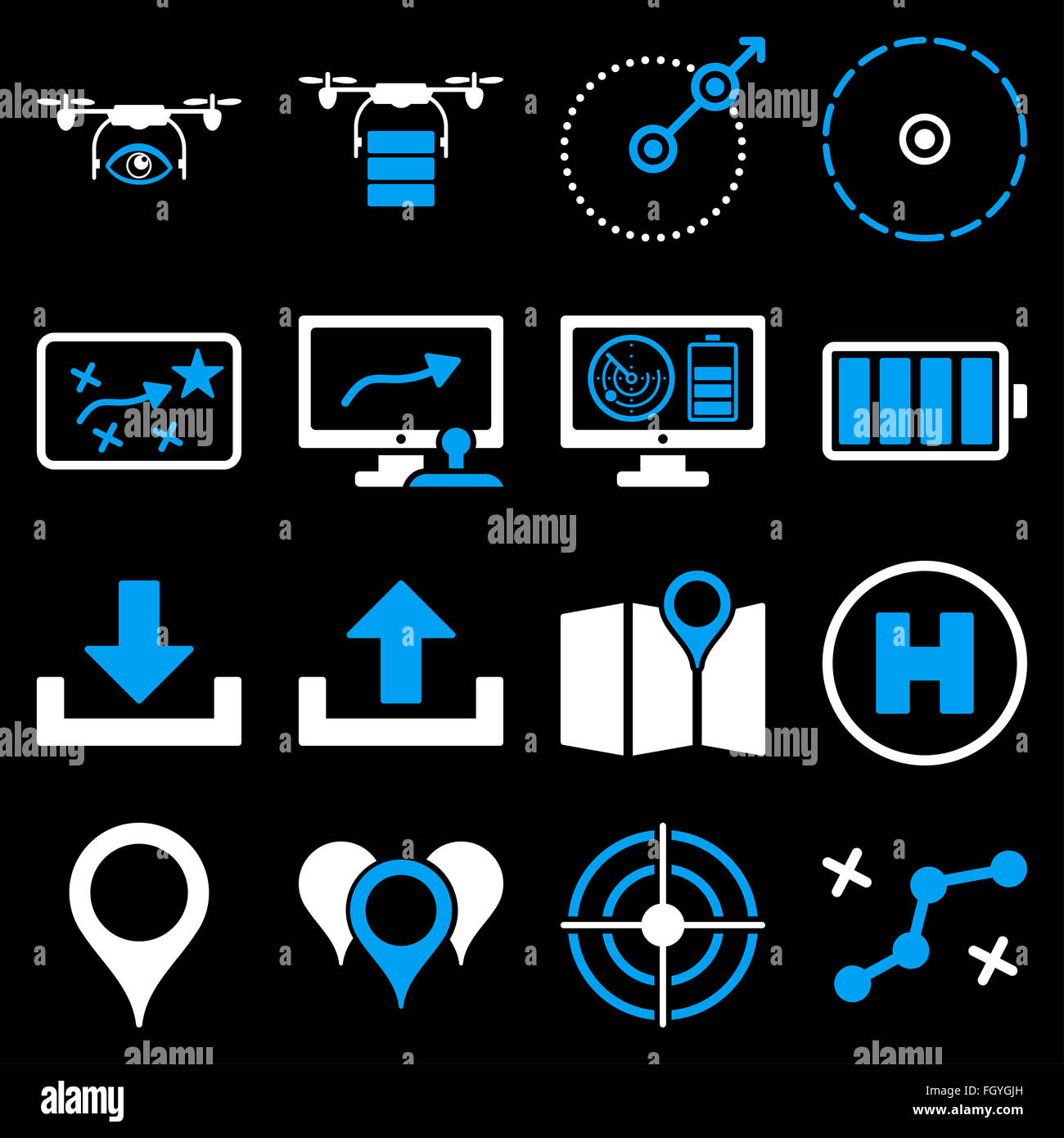 Drone control icon set Stock Photo - Alamy