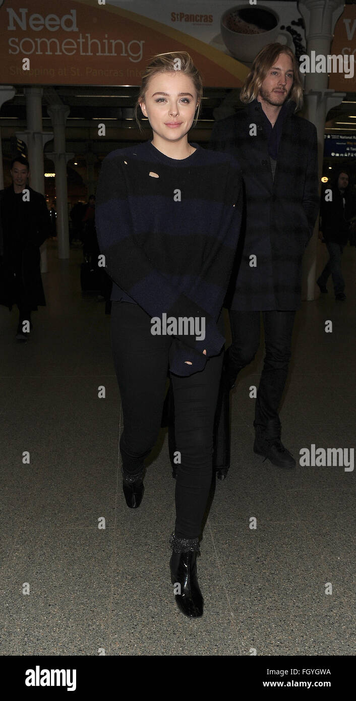 Chloe Moretz and her brother Trevor Duke Moretz arrive at Kings Cross ...